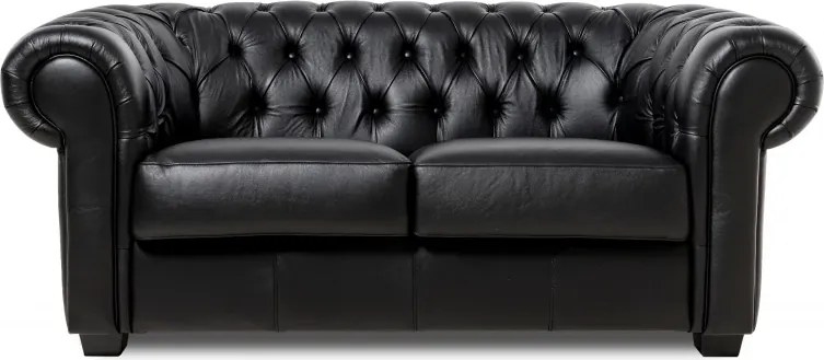 Kožená pohovka CHESTERFIELD - 2P, šedá (Rimini)