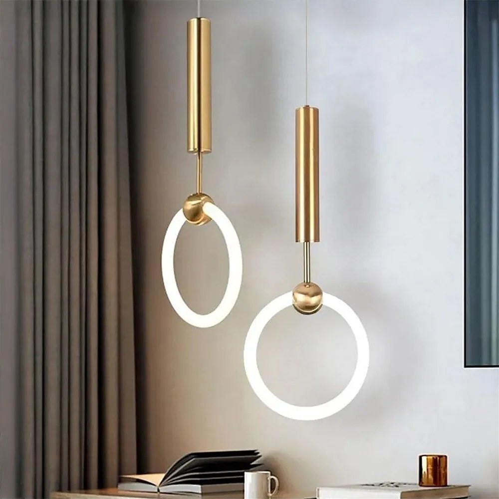 Toolight Toolight, LED závěsné svítidlo 25x55cm, 10W, 3000K, LHJ059-CP1, zlatá matná, OSW-60031