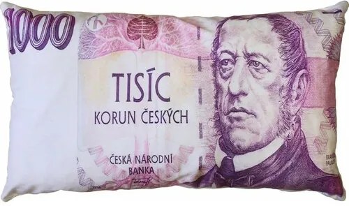 JAHU Polštářek Bankovka 1000 Kč, 35 x 60 cm
