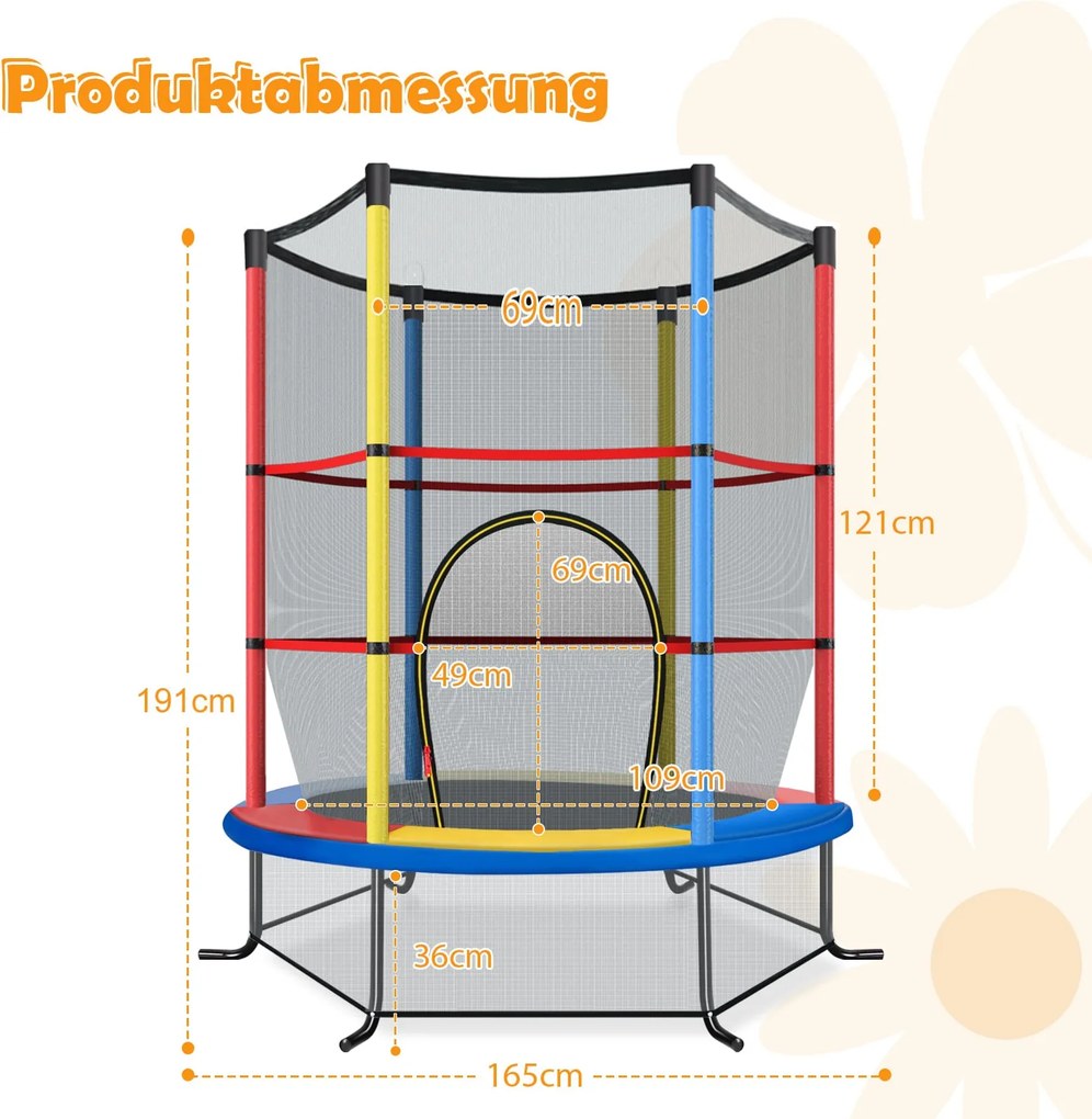 Costway Zahradní trampolína Ø165 cm s ochrannou sítí trampolína do 135 KG