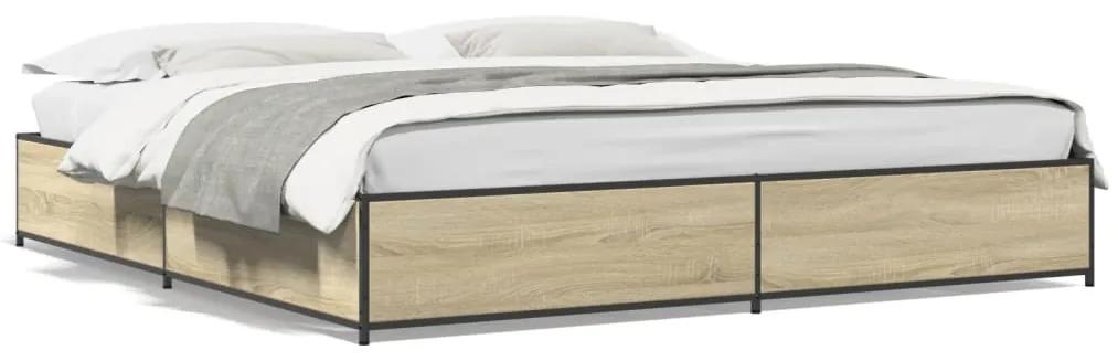 Rám postele dub sonoma 180 x 200 cm kompozitní dřevo a kov - Default Title