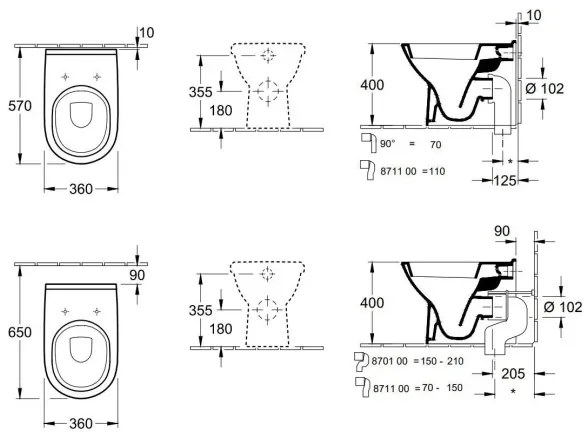 Villeroy & Boch 56571001 - Stojící WC O.NOVO keramika/bílá