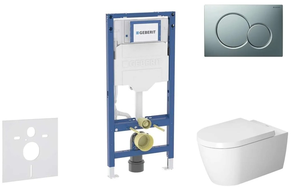 Geberit Duofix - Set předstěnové instalace, klozetu ME by Starck a sedátka softclose, tlačítko Sigma01, matný chrom SANI11CP2110