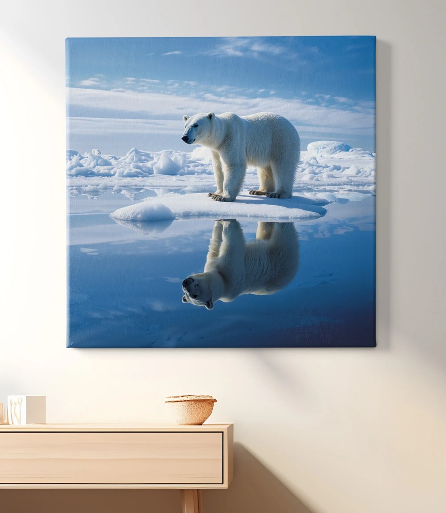 Obraz na plátně - Polární medvěd, Strážce ledových plání, Králové divočiny FeelHappy.cz Velikost obrazu: 60 x 60 cm