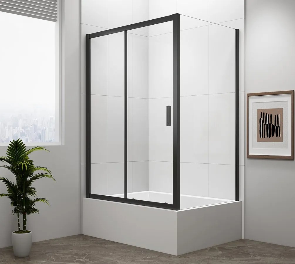 Polysan Polysan, DEEP BLACK obdélníková sprchová zástěna 1200x750mm L/P varianta, čiré sklo, MD1216B-01