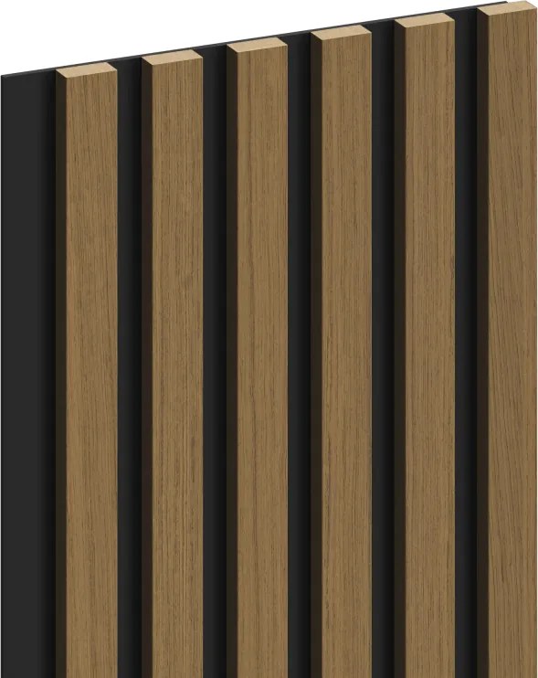 Mexen Lam-B, akustické stěnové lamely 275 × 30 cm, HDF deska 4 mm, technická dýha, teak zlatavý, S100-275307-3015-014