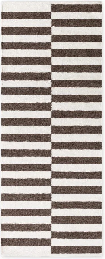 Bílý/hnědý oboustranný/ručně tkaný vlněný běhoun 80x200 cm Vika – Hanse Home