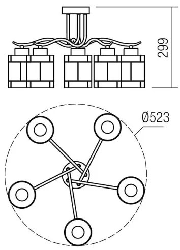 Redo 02-888 - Přisazený lustr DEKOR 5xE27/42W/230V pr. 52,3 cm bronz