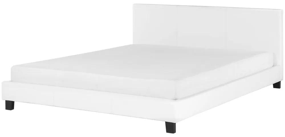 Bílá kožená manželská postel 160x200 cm - ORELLE