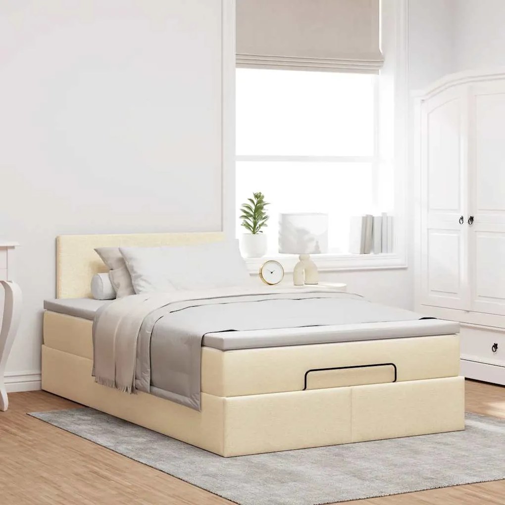Osmanský rám postele s matrací krémová 120x190cm textil 3311364