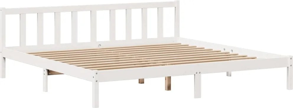 Postel s knihovnou bez matrace bílá 180x200 cm masivní borovice 3321711