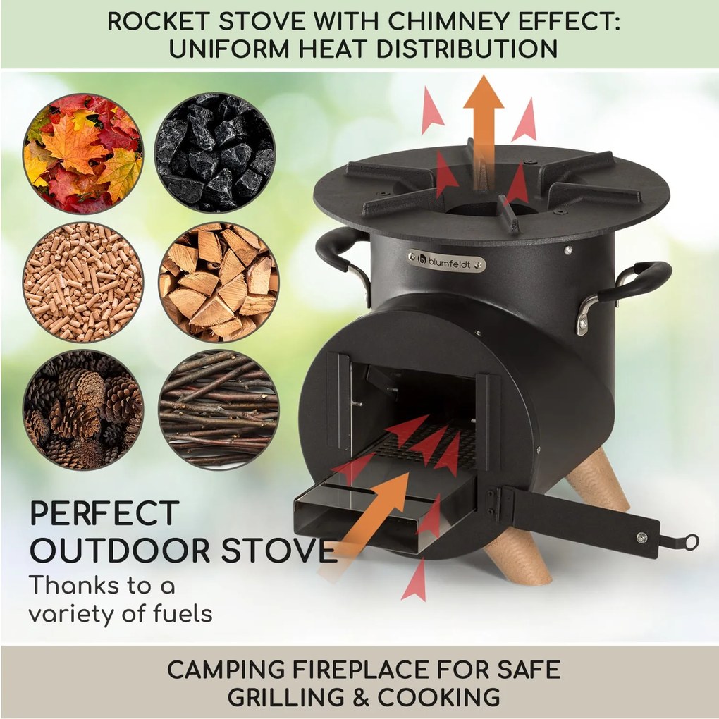 Oshima Rocket Stove Camping Stove šetrný k životnímu prostředí mobilní ocel