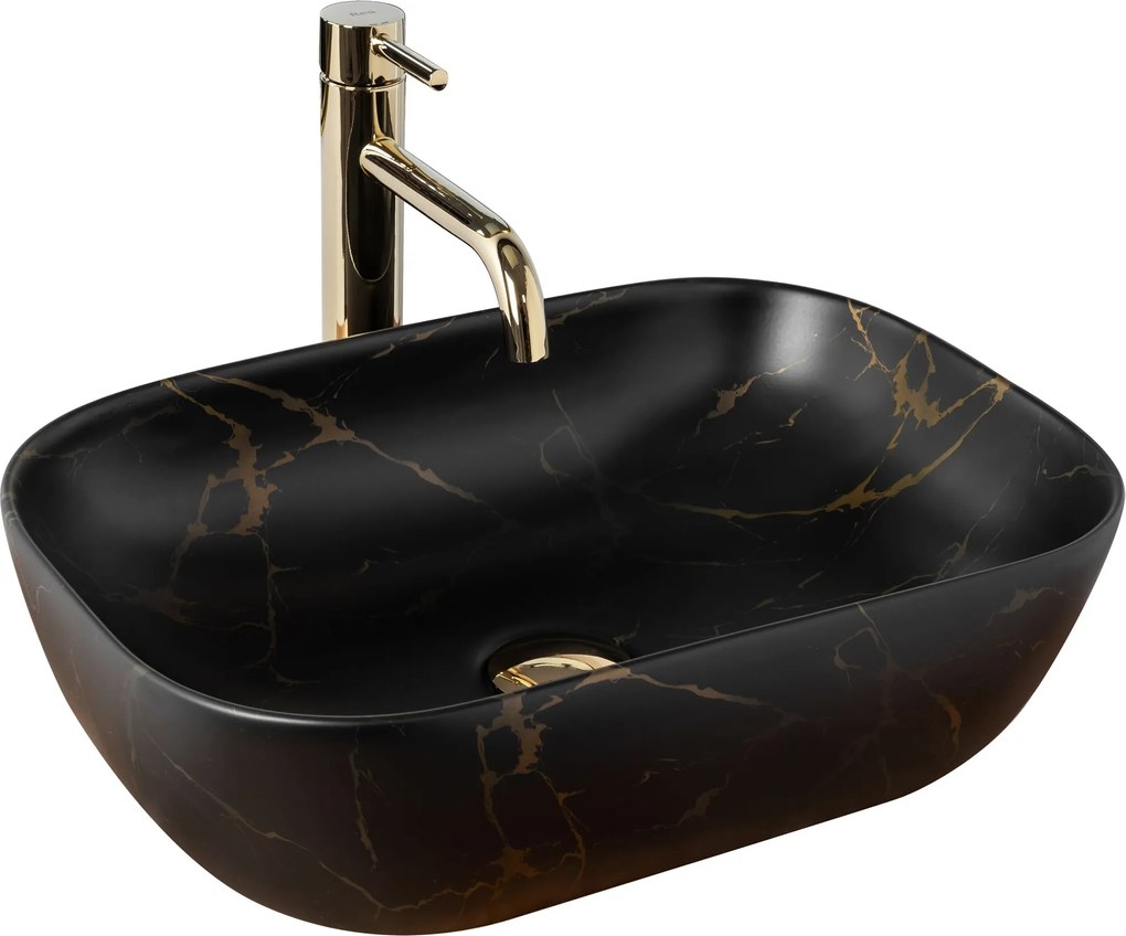 Rea Belinda Marble umyvadlo, 47 x 34 cm, černá matná, REA-U8908