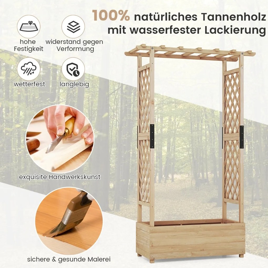 Costway Raised bed with trellis a amp; závěsná střecha, truhlík na rostliny