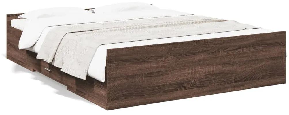 Rám postele se zásuvkami hnědý dub 160x200 cm kompozitní dřevo - Default Title