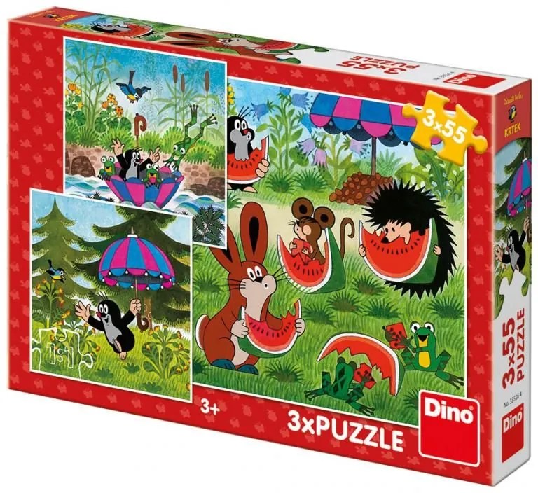 Dino puzzle Krteček a paraplíčko 3x55D