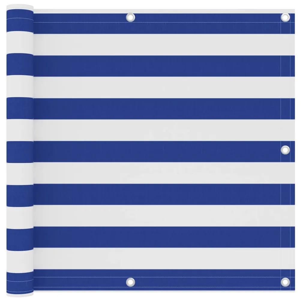 Balkónová zástěna bílá a modrá 90 x 500 cm oxfordská látka - Default Title