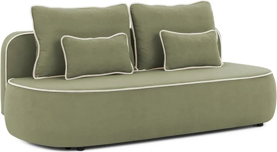 Khaki/béžová sametová rozkládací/s úložným prostorem pohovka 210 cm Saga – Ropez