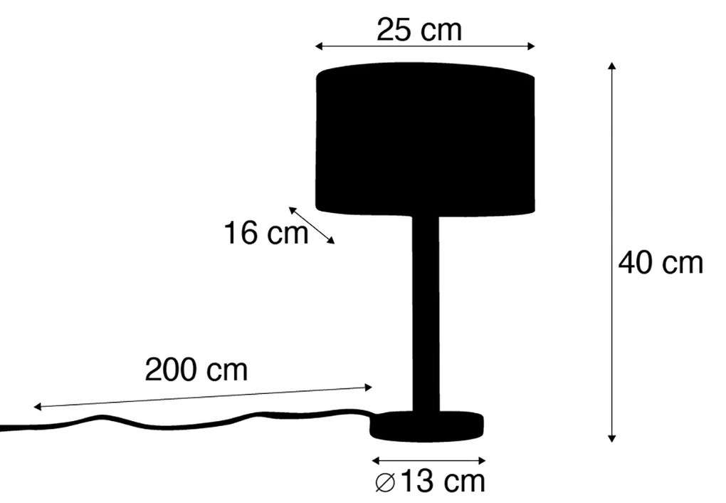 Stolní lampa dřevěná s oválným lněným stínidlem bílá 25cm - Mels