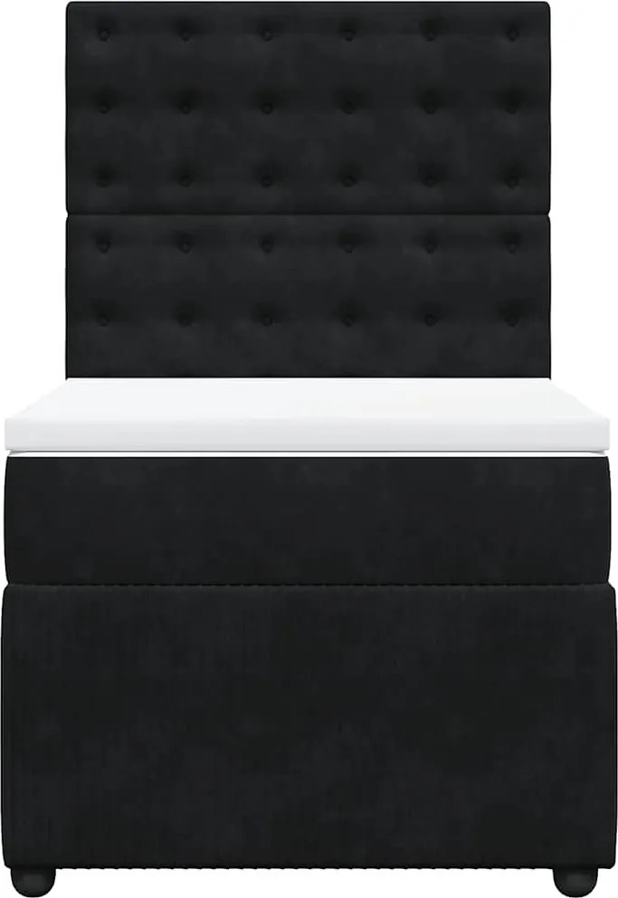 Box spring postel s matrací černá 80 x 200 cm samet 3294504
