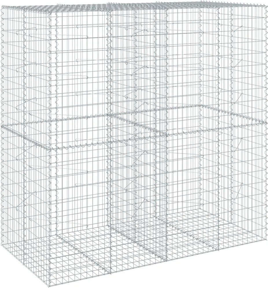 Gabionový koš s víkem 200 x 100 x 200 cm pozinkované železo 3295227