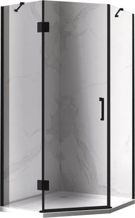 BPS-koupelny Pětiúhelníkový sprchový kout KZ10A 80x80 BL černá/transparent - bez vaničky