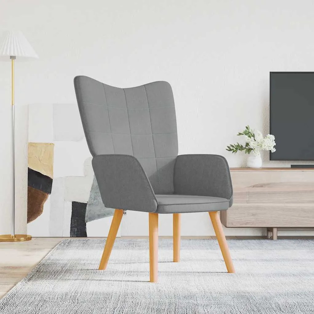 Relaxační křeslo světle šedé textil 327919