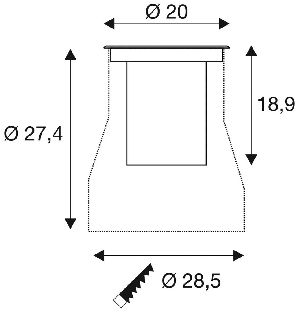 LA 1009168 DASAR® L svítidlo do země, asymetrické, 3000K, 70°/40°, IP65/IP67, kulaté, nerezová ocel / černá - BIG WHITE (SLV)