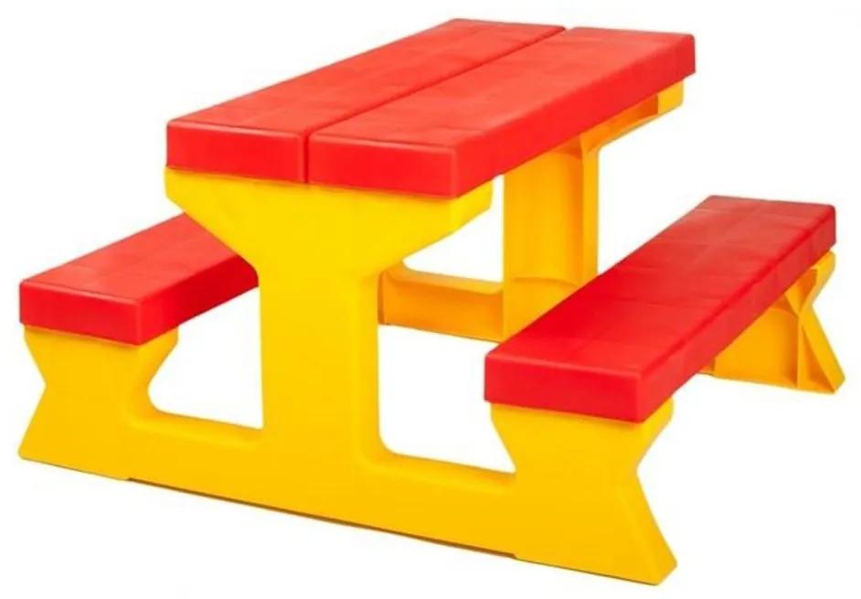 STAR PLUS Dětský zahradní nábytek - Stůl a lavičky červeno-žlutý