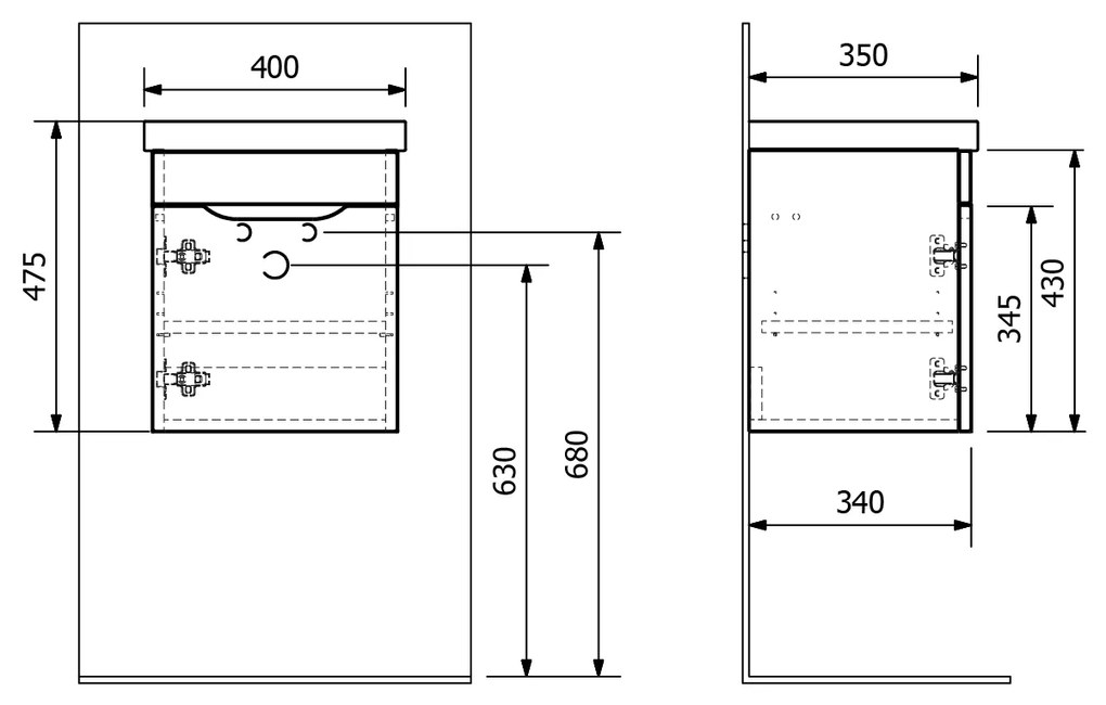 Sapho Sapho, Koupelnový set ELLA 40, 1x dveře, levé, bílá, KSET-070