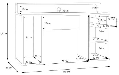 Psací stůl s podsvícením IVAR bílá