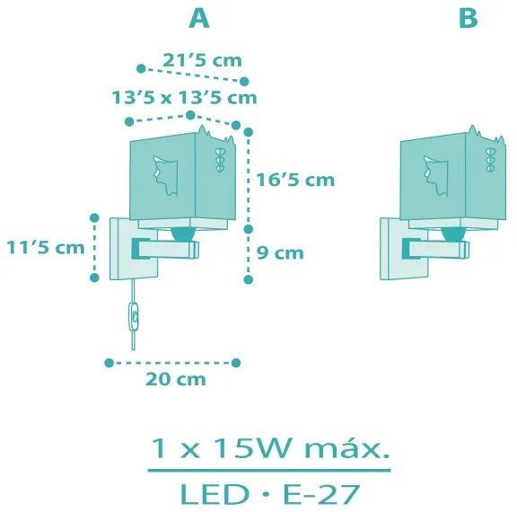 Dalber 64389 - Dětské nástěnné svítidlo LITTLE DRAGON 1xE27/15W/230V