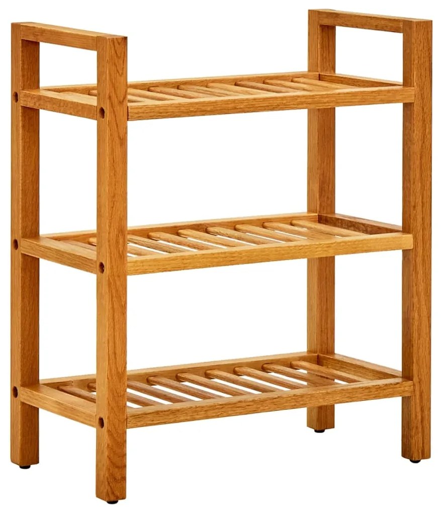 Botník se 3 policemi 50 x 27 x 60 cm masivní dubové dřevo 331745