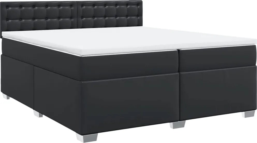 Box spring postel s matrací černá 200x200 cm umělá kůže 3286136