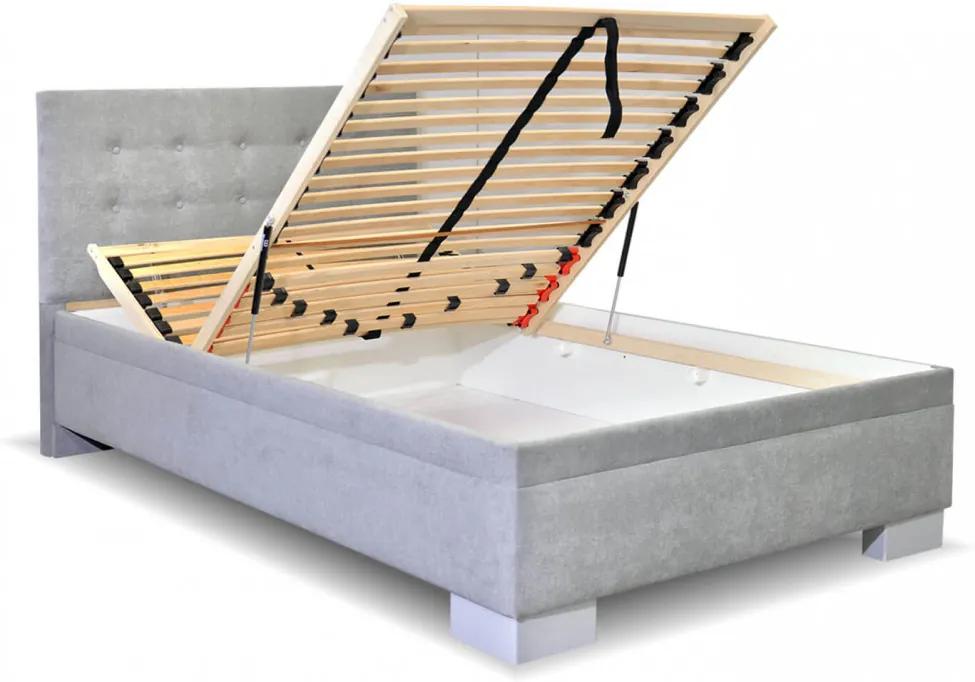Čalouněná postel Laterna, s úložným prostorem, 140x200 cm , Béžová ekokůže