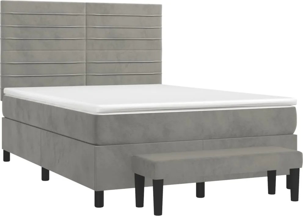 Box spring postel s matrací světle šedá 140x200 cm samet 3137905
