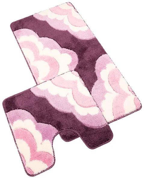 Bellatex koupelnové předložky ULTRA sada 60x100, 60x50 cm Louka růžová, fialová
