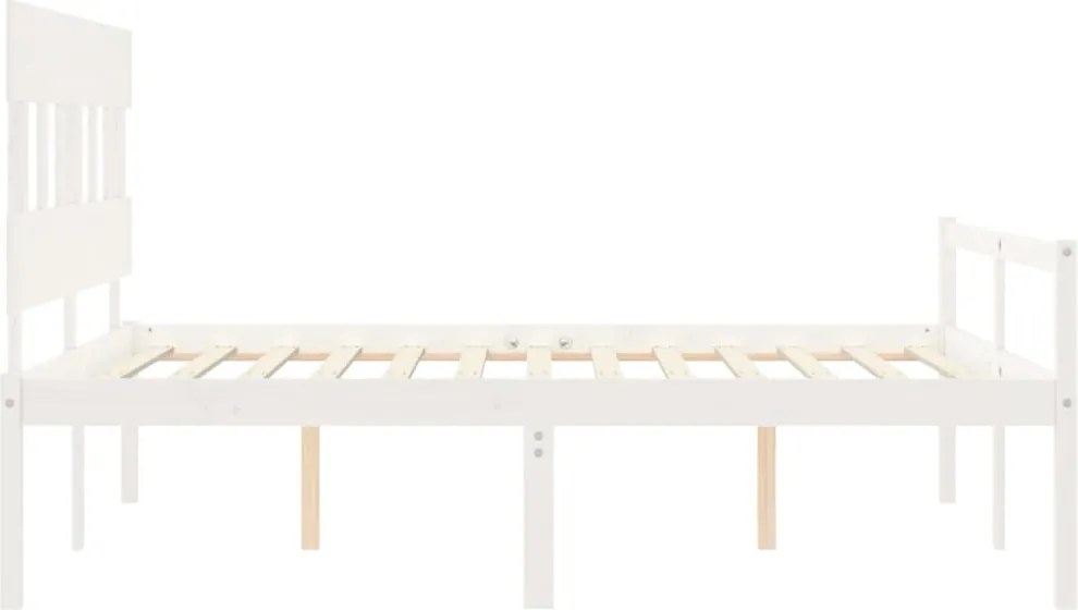Postel s čelem pro seniory bílý 160x200 cm masivní dřevo 3195427