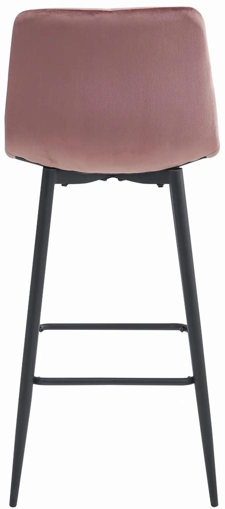 Tmavě růžová barová židle NADO VELVET s černými nohami
