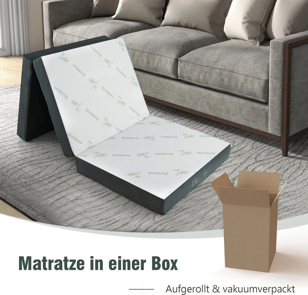 Costway Skládací matrace 193 × 80 × 10 cm, bílo-šedá