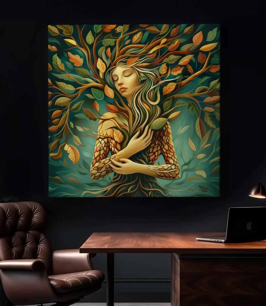 Obraz na plátně - Strom života Napojená žena Eila FeelHappy.cz Velikost obrazu: 80 x 80 cm