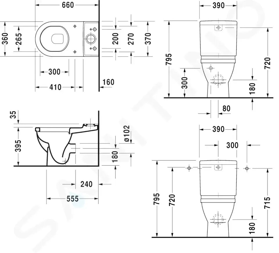 DURAVIT - Starck 3 WC kombi mísa, Vario odpad, s HygieneGlaze, alpská bílá (0128092064)