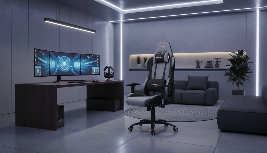 Herní křeslo E-racer IMPERIUM - šedá látka Barva: šedá