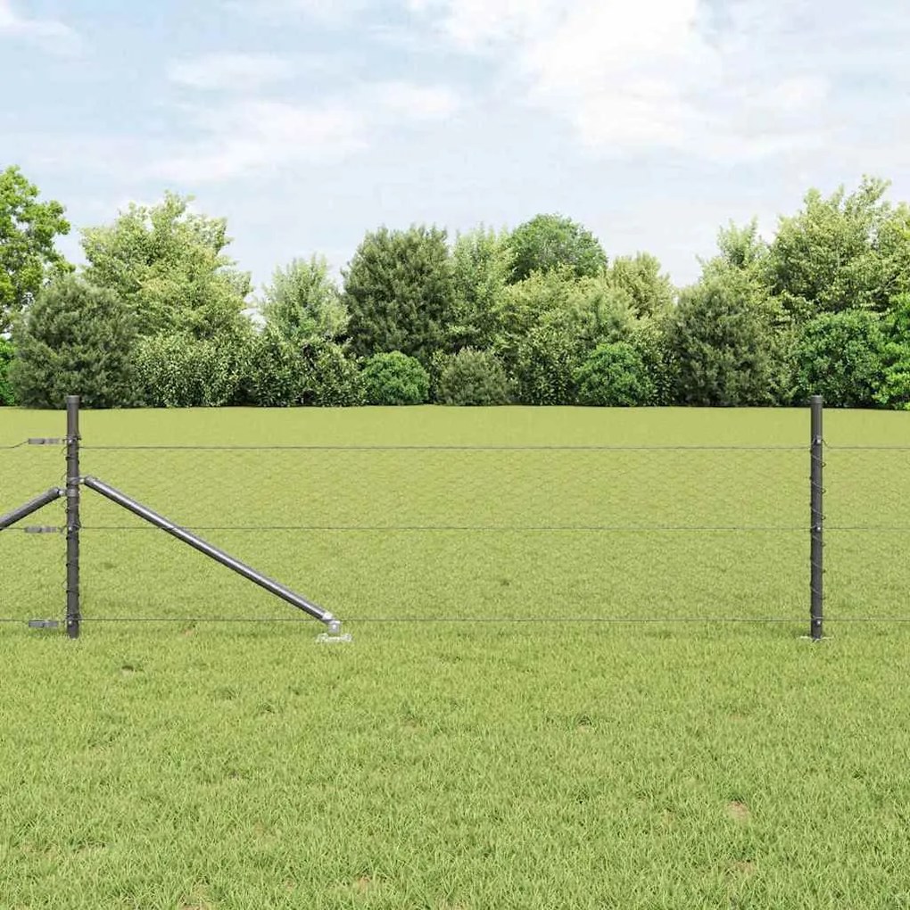 Hexagonální plot s podpěrou 50 x 0,8 m Ocel potažená PVC Šedá 3353268