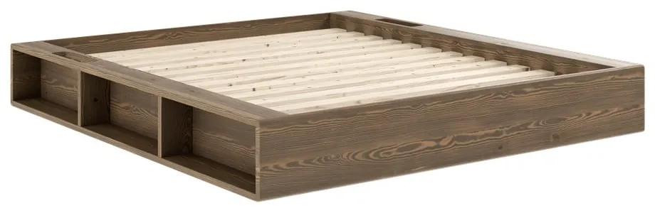 Hnědá dvoulůžková postel z borovicového dřeva s roštem 160x200 cm Ziggy – Karup Design