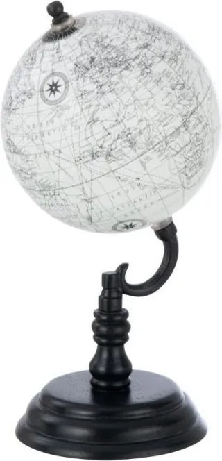 Šedý dekorativní glóbus na černé dřevěné noze Globe – 13*13*27 cm