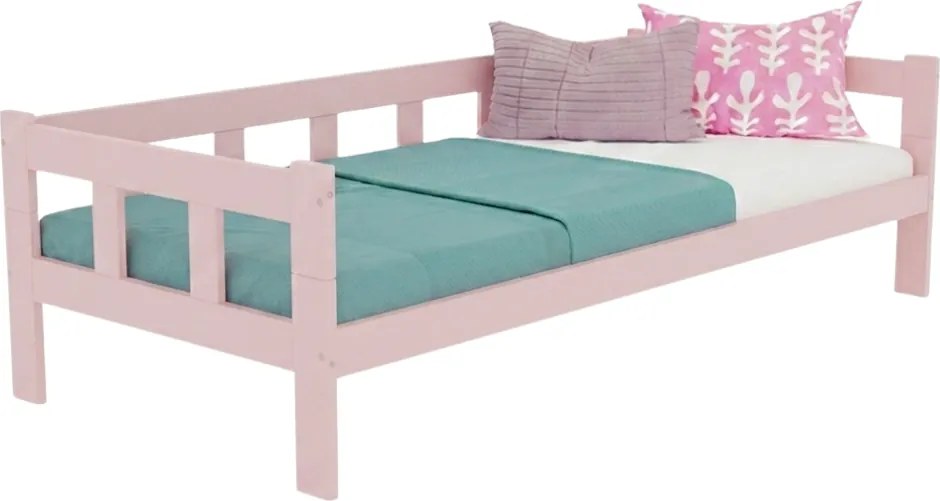 Benlemi Dřevěná jednolůžková postel FENCE 4v1 se zábranou Zvolte barvu: Světle šedá, Zvolte rozměr: 90x180 cm, Zvolte zábranu: S otevřeným vstupem
