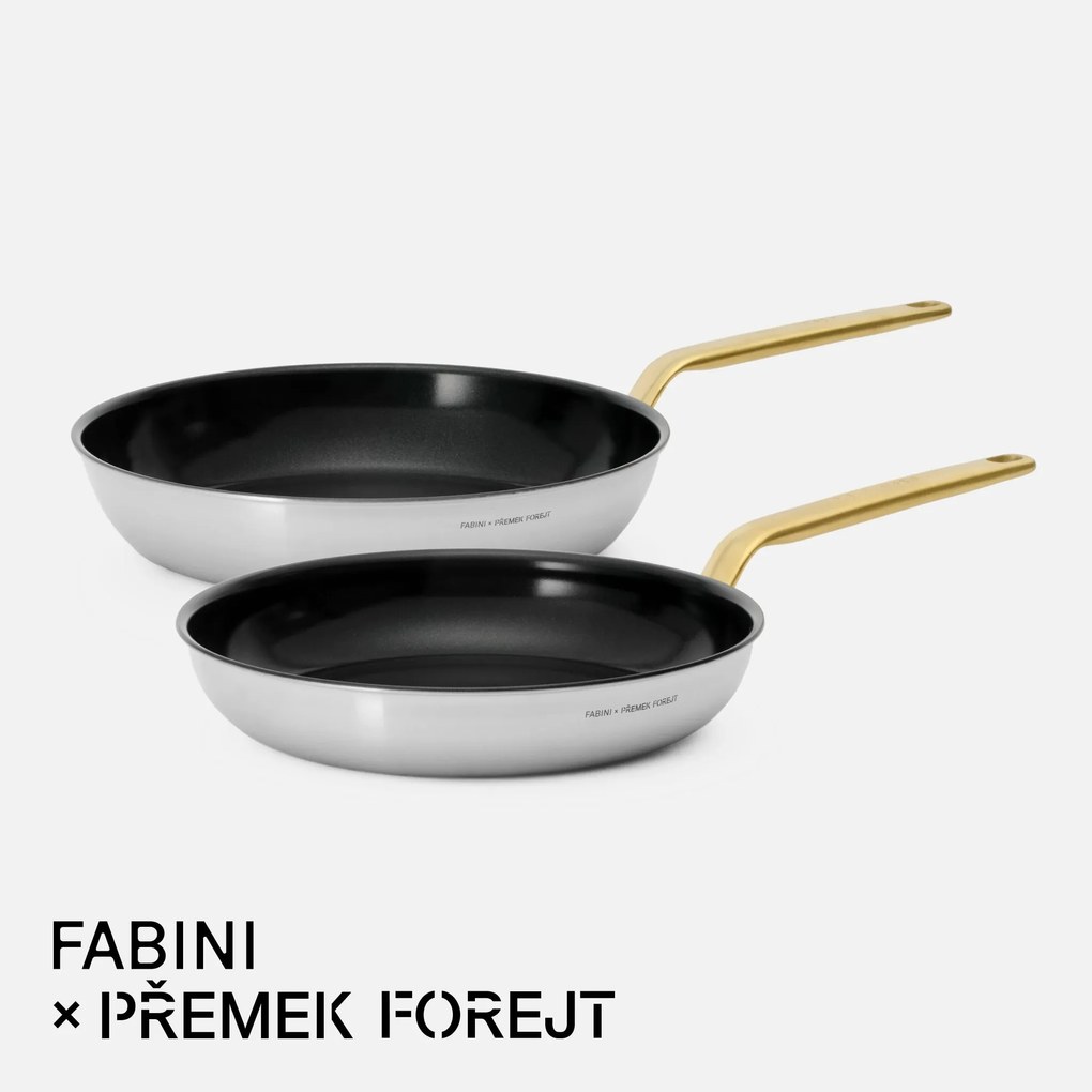 Fabini Sada pánví FABINI & Forejt, ø 26 cm + ø 30 cm, 2 díly - Nepřilnavé nerezové beznýtové pánve s keramickým povrchem z vícevrstvé nerezové oceli