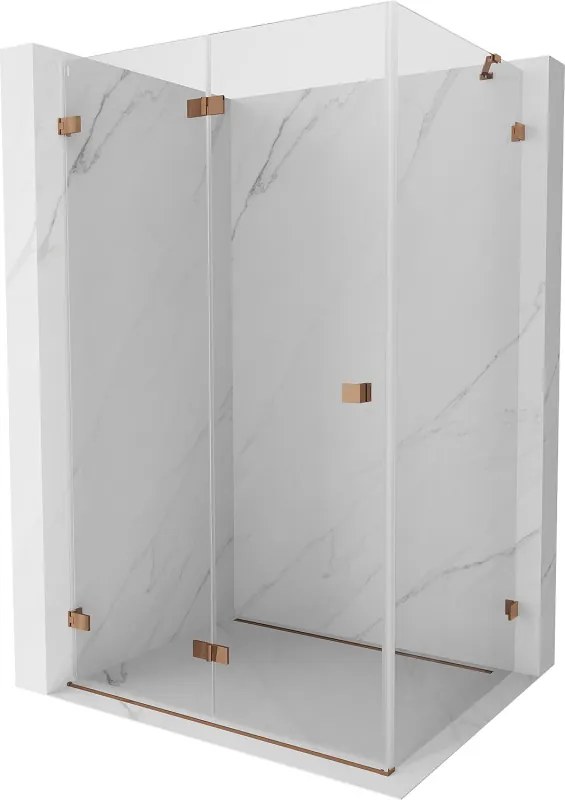 Mexen Lunar-F, skládací sprchový kout levý 95 x 90 cm, 8mm čiré sklo, růžové zlato 836-095-090-60-00-L