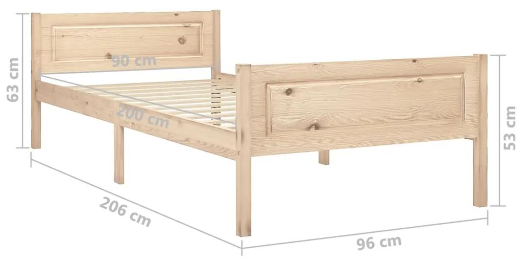 Rám postele masivní borové dřevo 90 x 200 cm